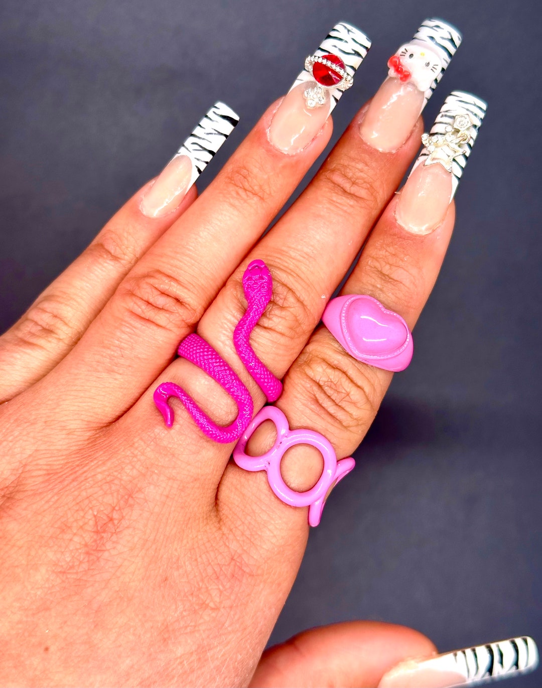 Preppy Rings - Pink Rings - Rings Set - Y2k Rings - Rings Set for Women ...
