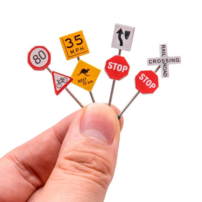 Miniature Road Sign Kit: Diorama Accessories for City Scenes - Etsy