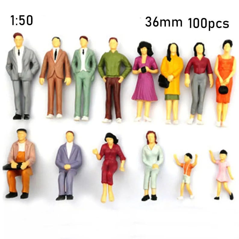 Miniature People Figures: Model Train Scenery, Diorama Passengers - 100 ...