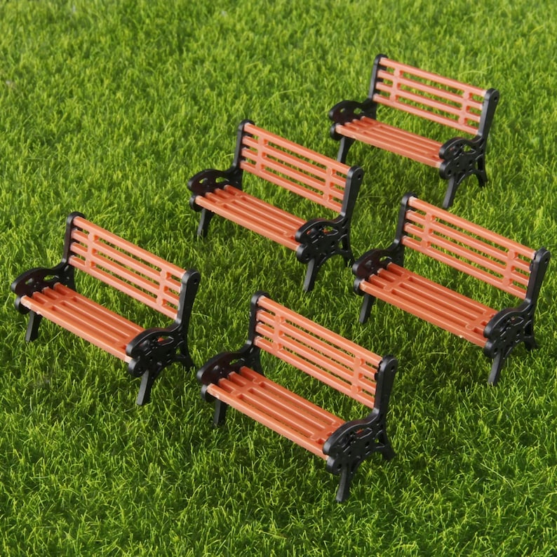 5PCS Mini Park Bench 1:30 | Garden Diorama Bench Model | DIY Miniature ...