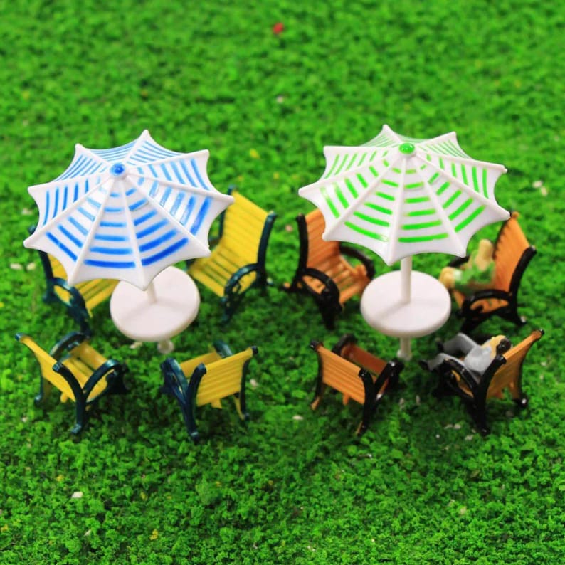 Miniature Parasols, Loungers & Benches - HO/N Scale Diorama Accessories ...