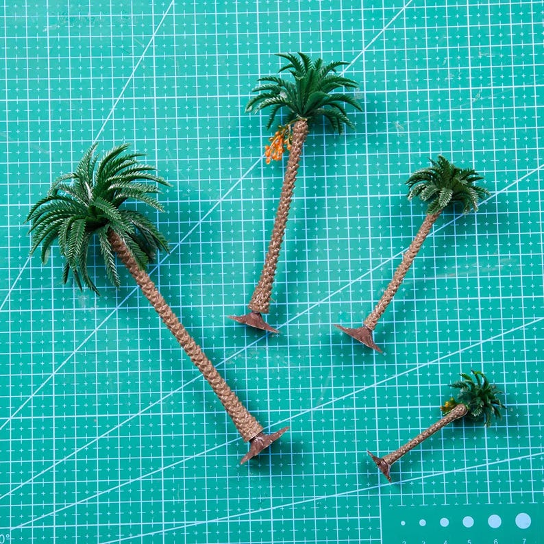4 PCS Miniature Palm Trees 6/9/12/15cm - Diorama & Model Scenery Craft ...