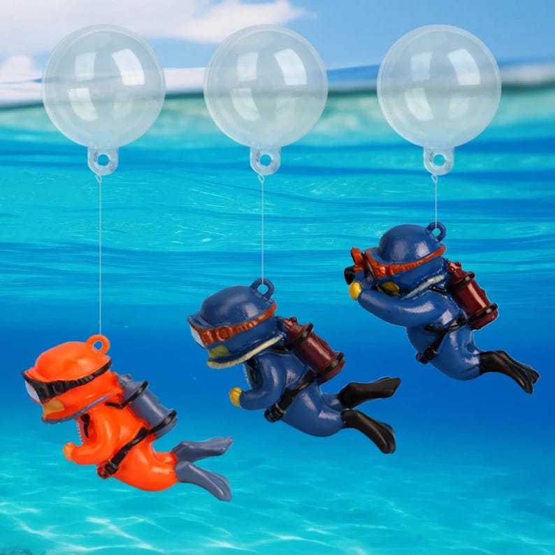 Mini Floating Diver Aquarium Decor: Cartoon Fish Tank Ornament - Etsy