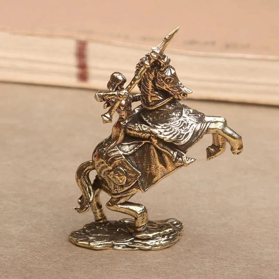 Vintage Copper European Knight Figurine Brass Warrior Statue Miniature ...