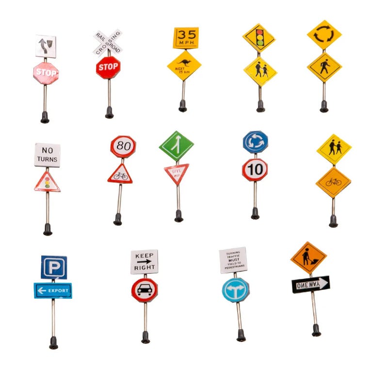 Miniature Road Sign Kit: Diorama Accessories for City Scenes - Etsy