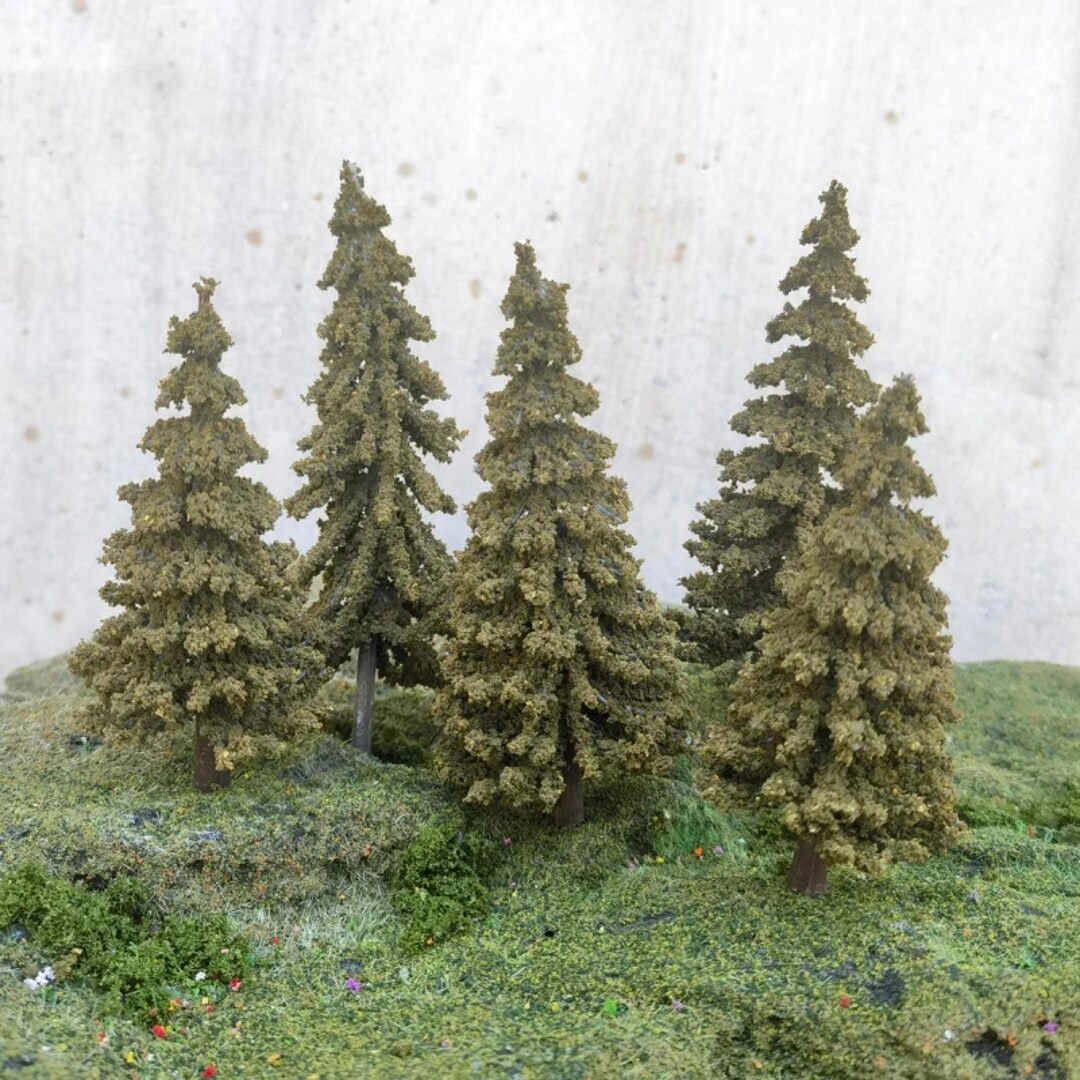 2 Pcs Miniature Pine Tree Models: Diorama Scenery Accessories, N HO O ...