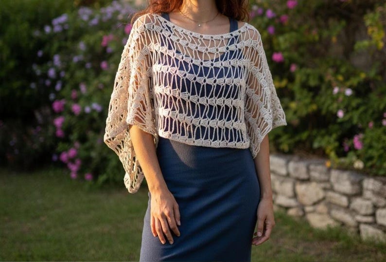 Boho Crochet Lace Shrug Pattern PDF – Open Knit Capelet, DIY Elegant ...