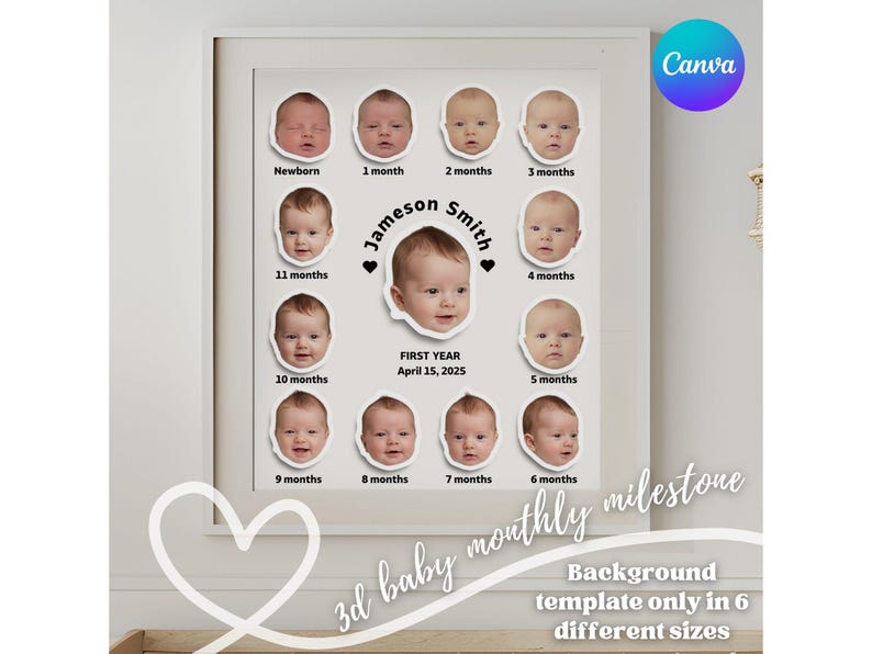 3d Baby Monthly Milestone Photo Baby First Year Keepsake Gift Custom ...
