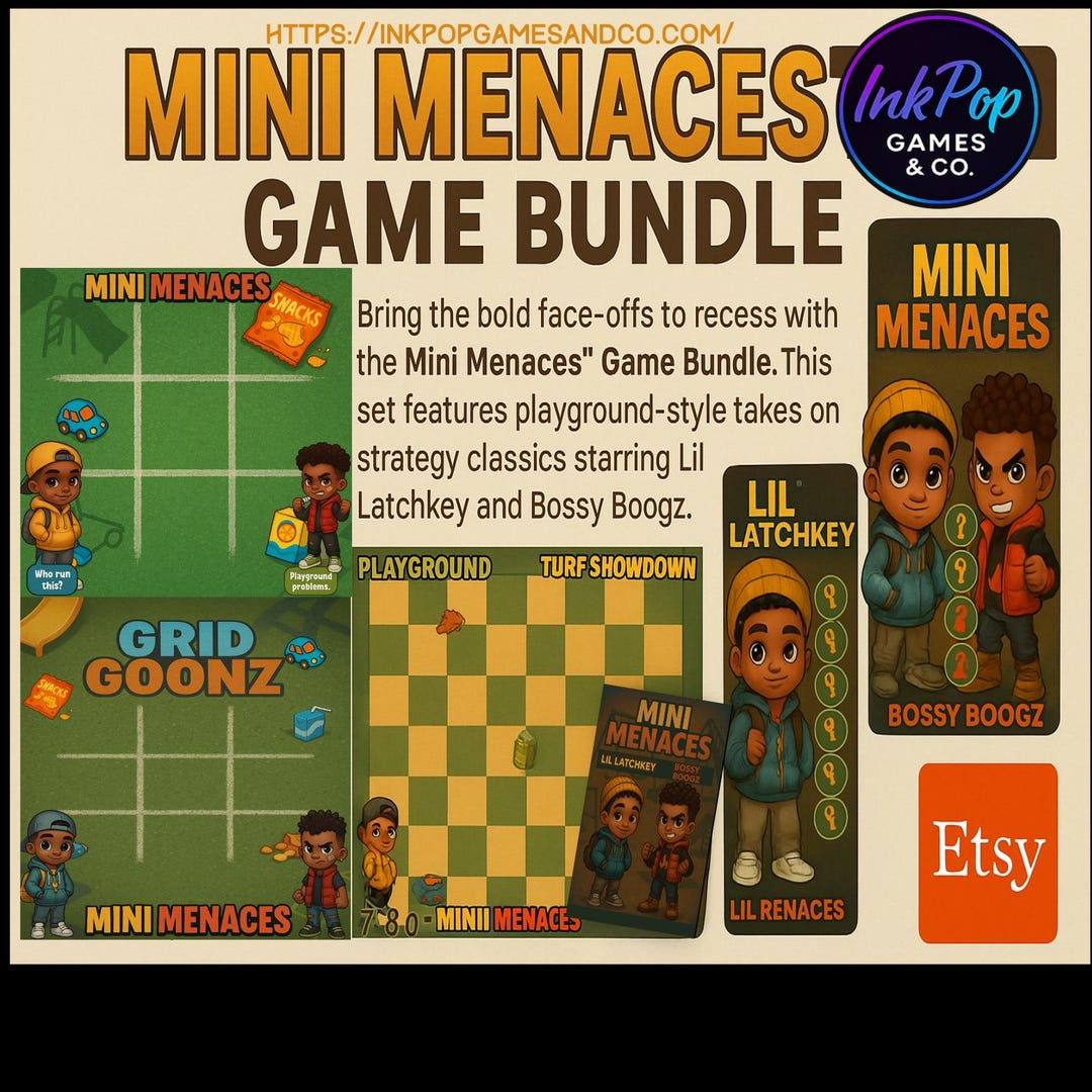 Mini Menaces™ Game Set – Playground-themed Checkers, Tic-tac-toe ...