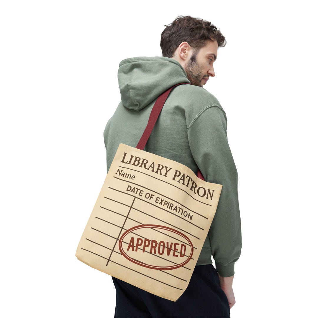 Library Card Tote Bag – “library Pattern Approved” Book-lover Carryall ...