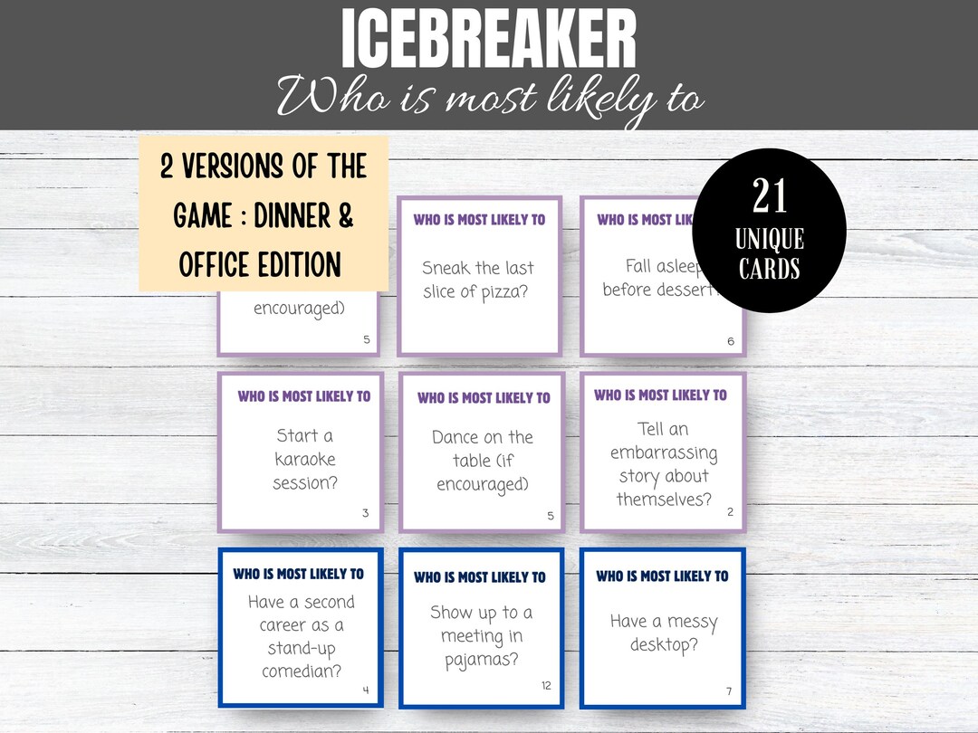 Icebreaker Who is Most Likely to Game Printable | Icebreaker Cards ...