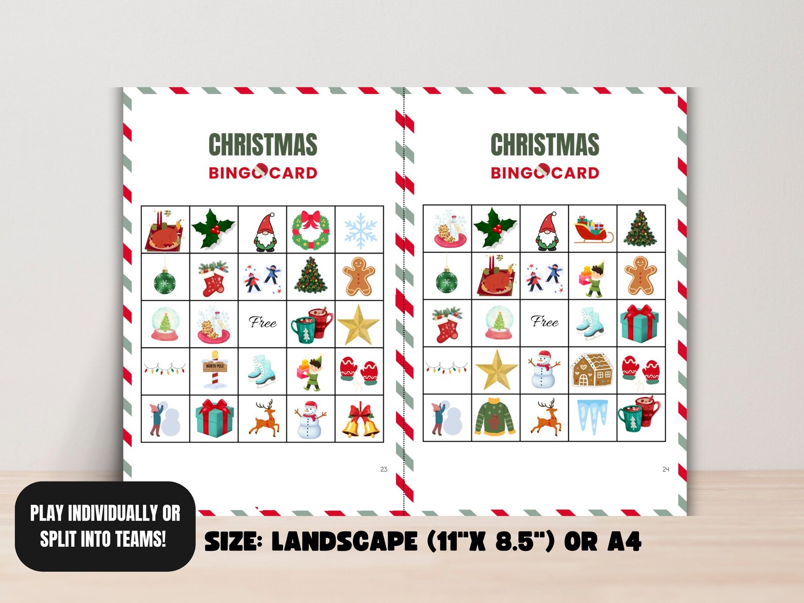 Christmas Bingo Game Printable | 24 Unique Cards + Spanish Calling ...