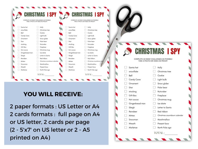 I Spy Christmas Party Game Printable | Holiday Fun Activity | A4 and US ...