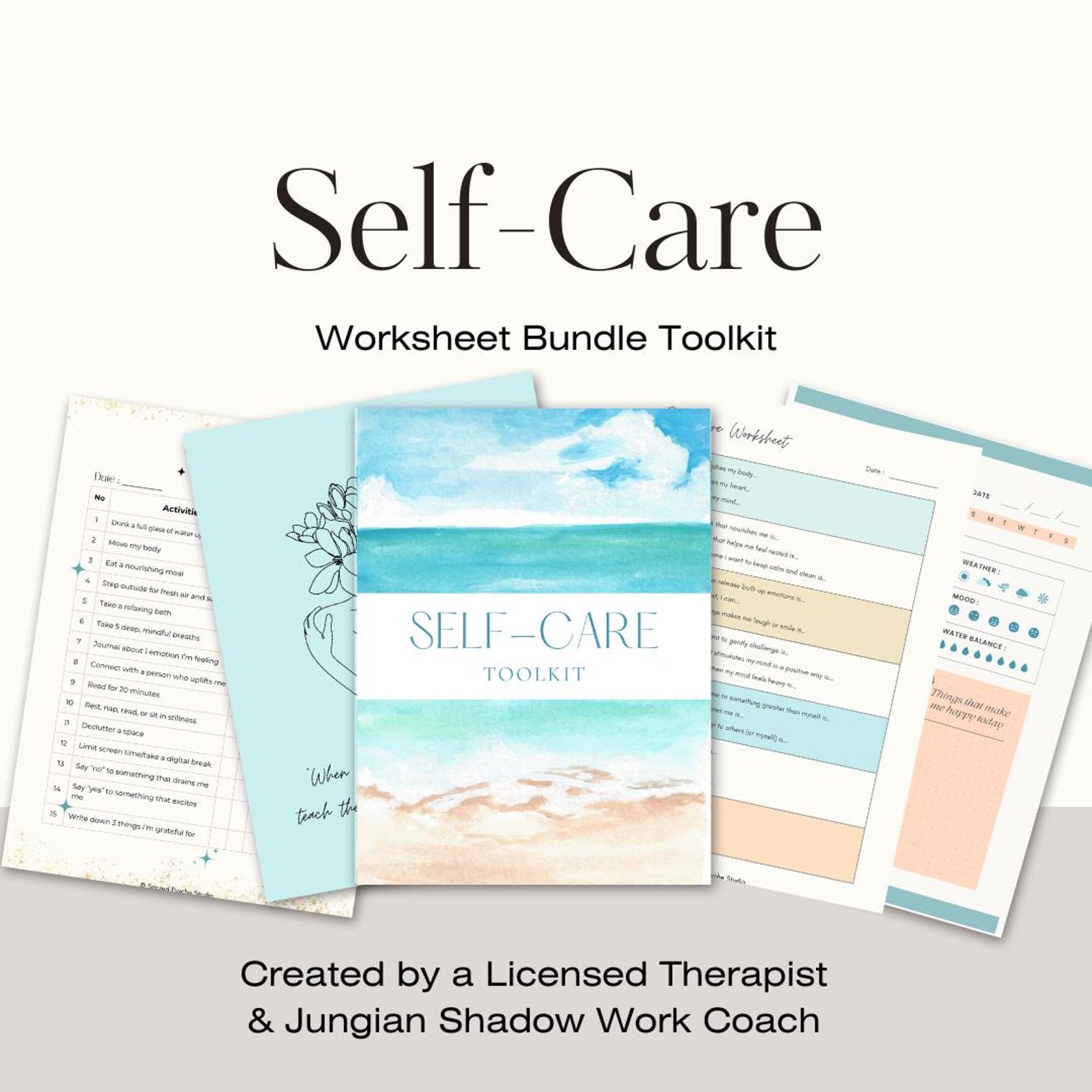 Self-care Worksheet Bundle Toolkit: Printable Worksheets & Checklist ...