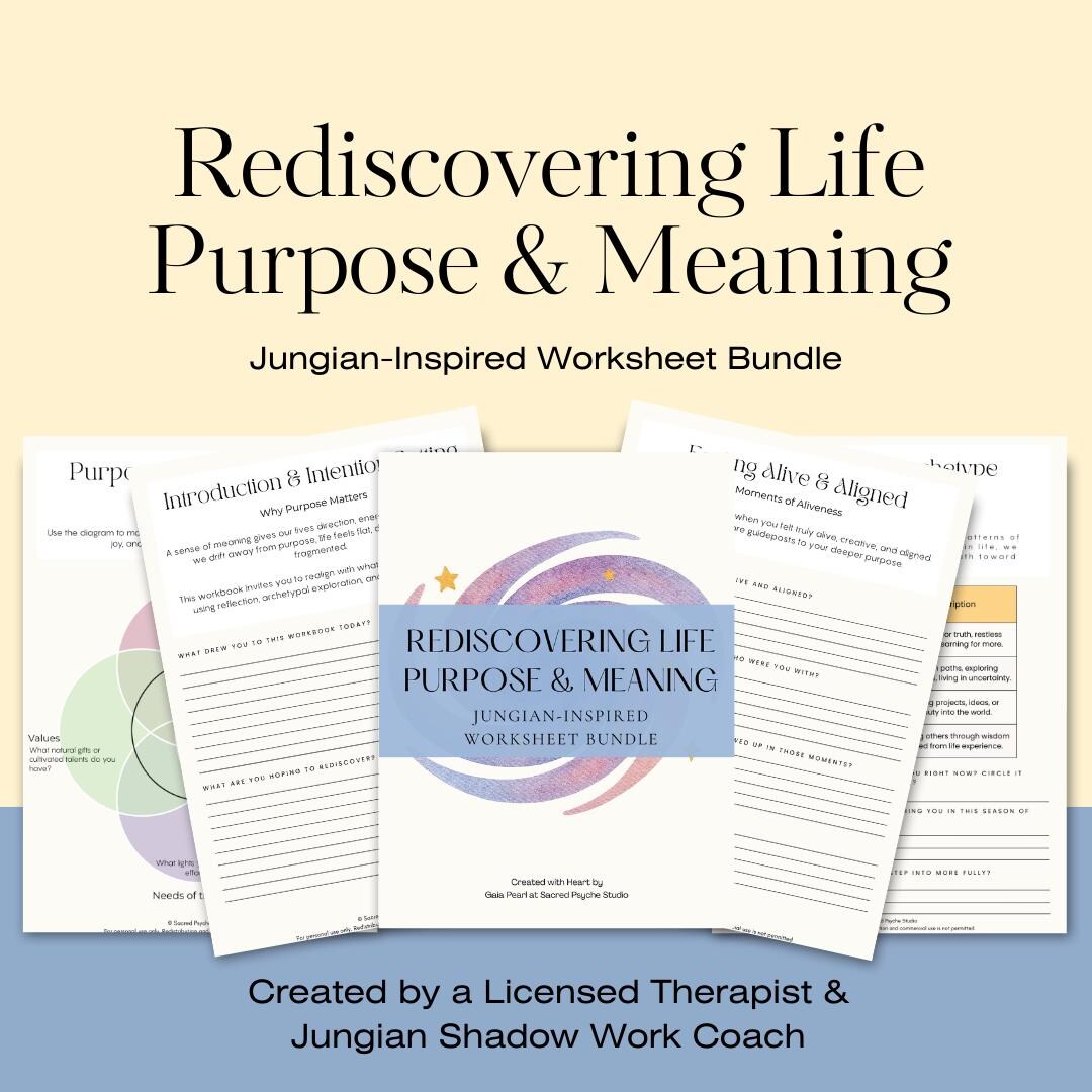 Rediscovering Life Purpose & Meaning | Jungian Worksheet Bundle for Self-reflection and ...