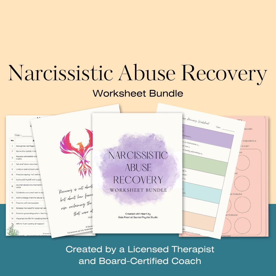 Narcissistic Abuse Recovery Worksheet Bundle | Printable Healing ...