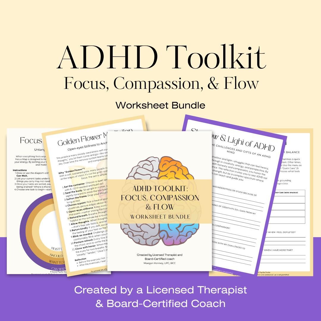 ADHD Toolkit: Focus Map, Self-care, Grounding Practice (7-page ...