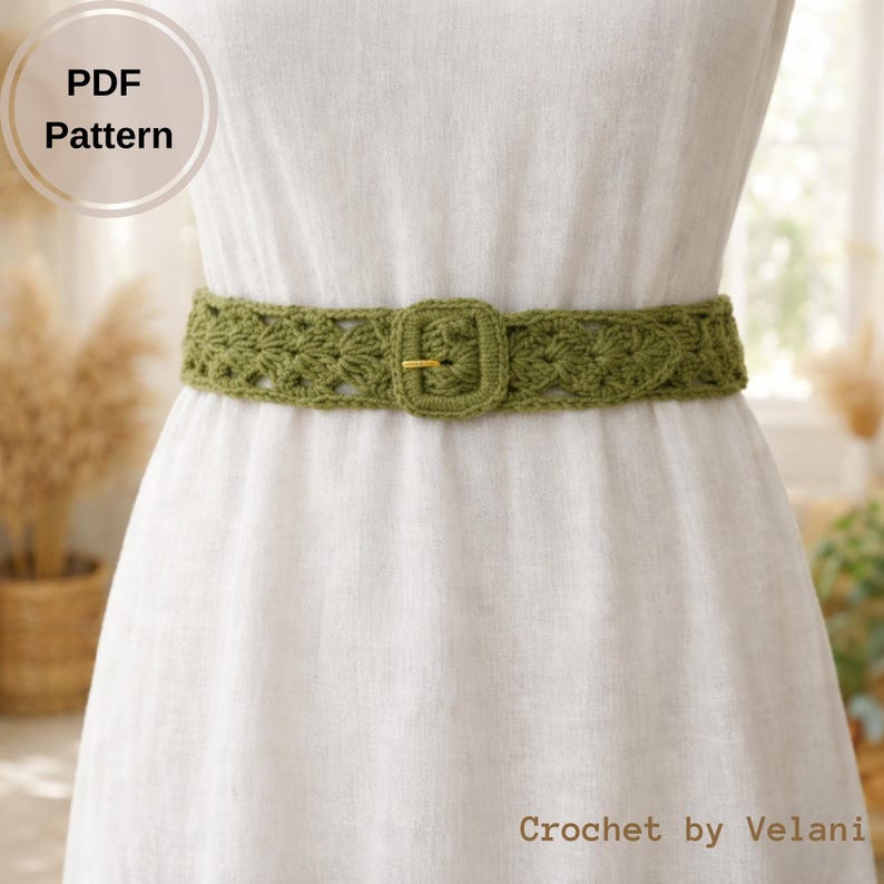Crochet Belt Pattern PDF + Video Tutorial, Boho Buckle Waistband ...