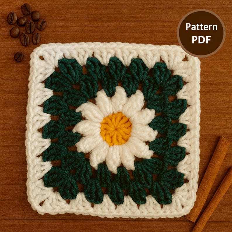 3D Daisy & Sunflower Crochet Granny Square Pattern: PDF Tutorial - Etsy