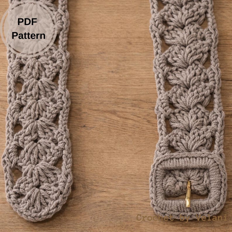 Crochet Belt Pattern PDF + Video Tutorial, Boho Buckle Waistband ...