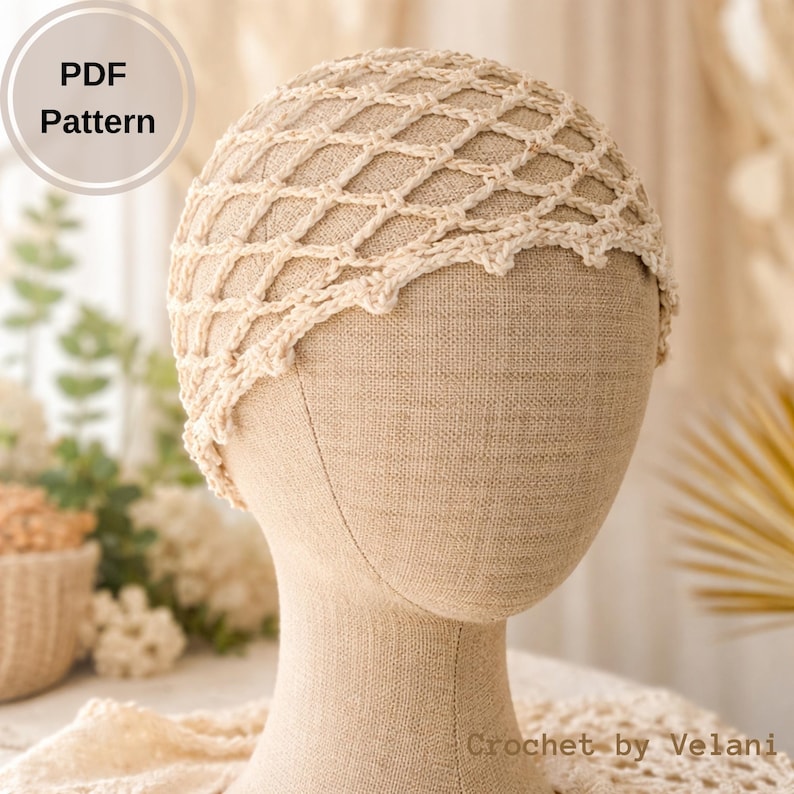 Crochet Mesh Beanie Pattern PDF + Video Tutorial, Summer Skullcap Hat ...