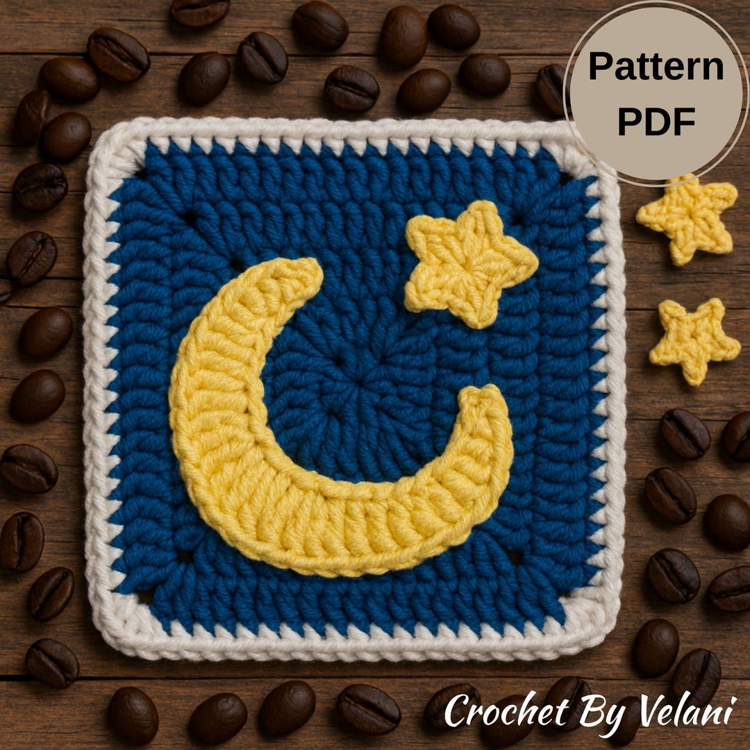 Moon & Star Granny Square Crochet Pattern PDF | Celestial Crochet ...