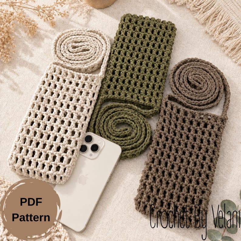 Crochet Phone Bag Pattern PDF, Cell Phone Pouch Crochet Tutorial ...