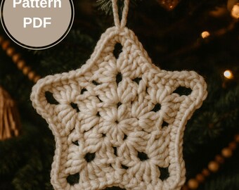 Chunky Star Ornament Crochet Pattern PDF – Christmas Tree Hanging Decor ...
