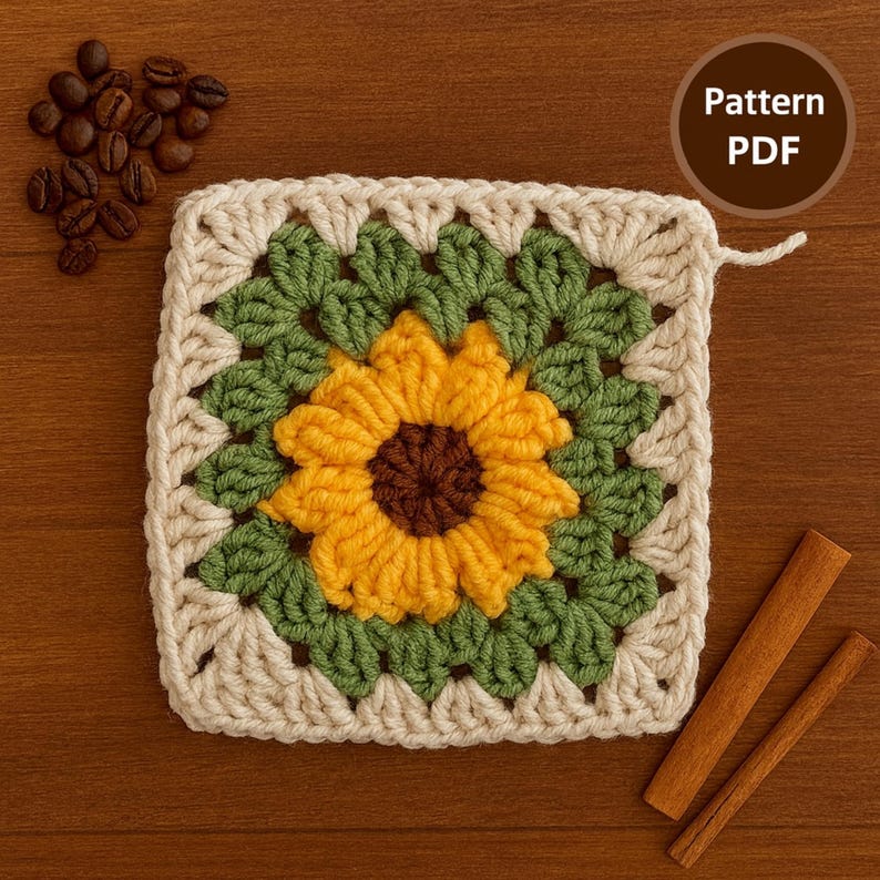 3D Daisy & Sunflower Crochet Granny Square Pattern: PDF Tutorial - Etsy