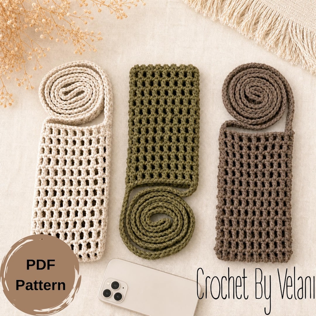 Crochet Phone Bag Pattern PDF, Cell Phone Pouch Crochet Tutorial ...