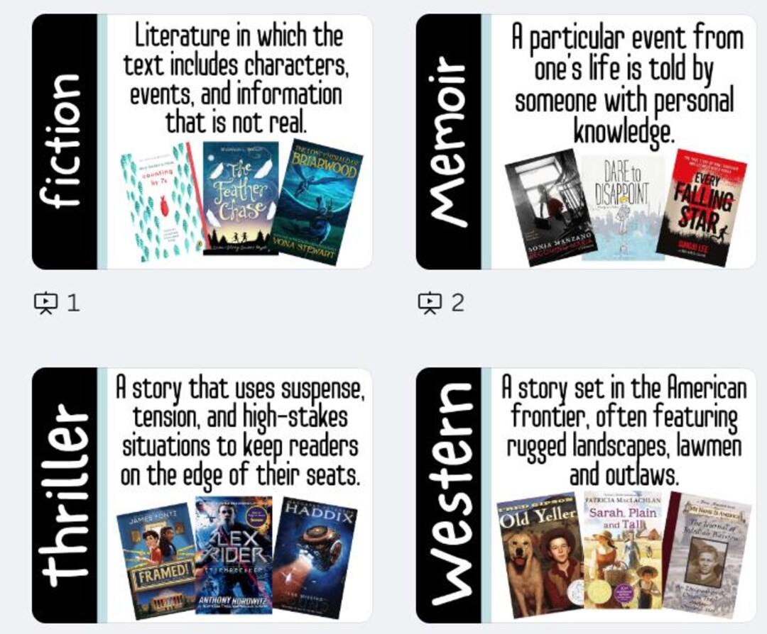 Book Genre Posters to Print- Digital Link Template- Customize And/or ...