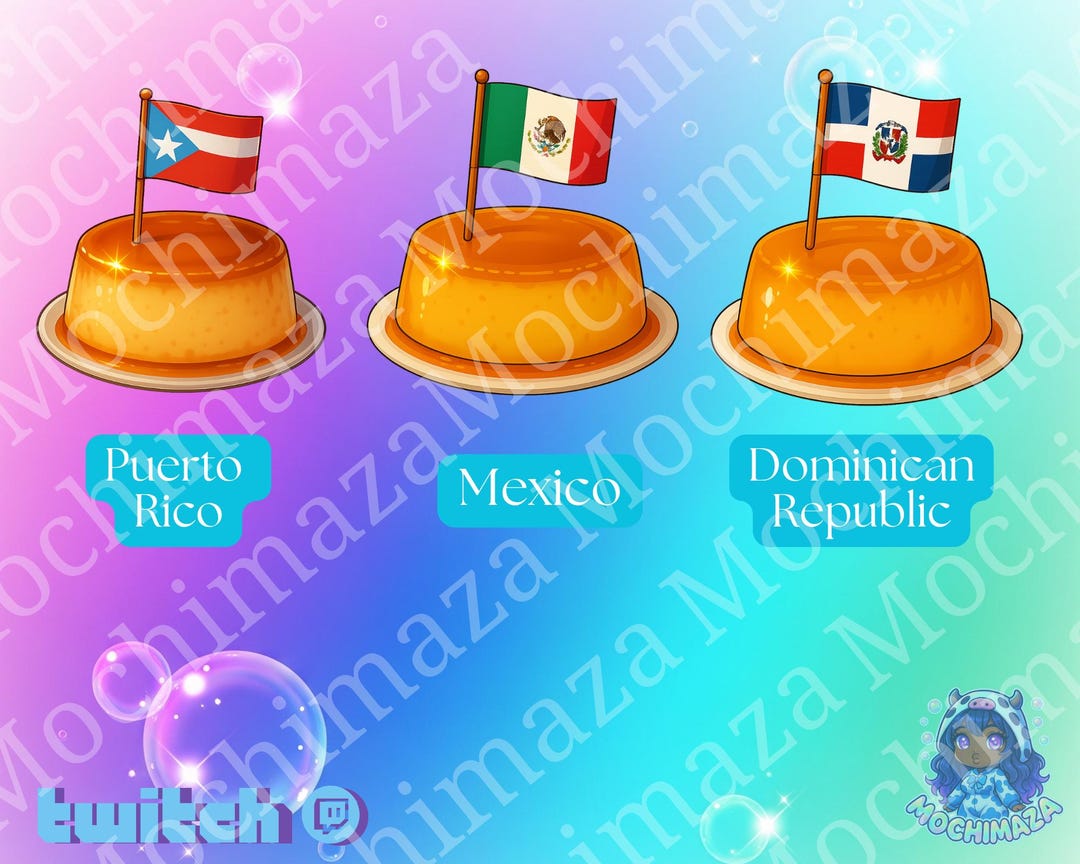 Twitch Emote Pack FLAN FLAGS – Puerto Rican, Mexican & Dominican Flag ...