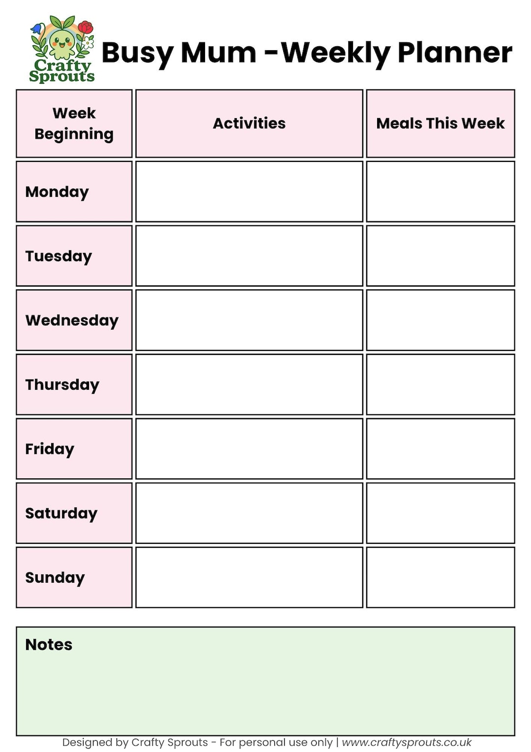 Busy Mum Weekly Planner | Printable Family Schedule | A4 & US Letter ...