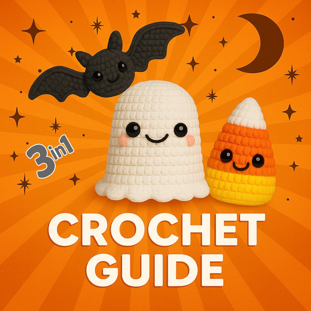3 Halloween Crochet Patterns PDF – Ghost, Bat & Candy Corn | Easy ...