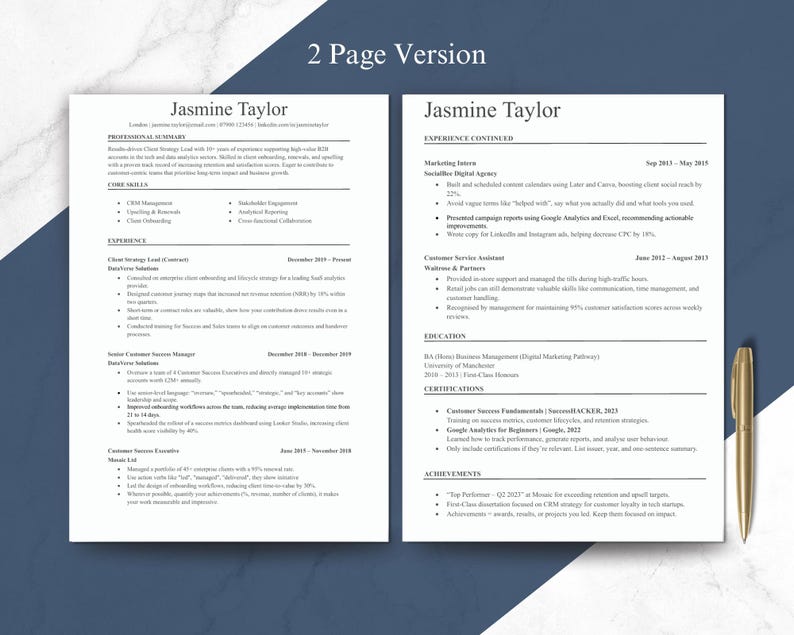 Ats-friendly Editable Resume CV Template Bundle for Word & Google Docs ...