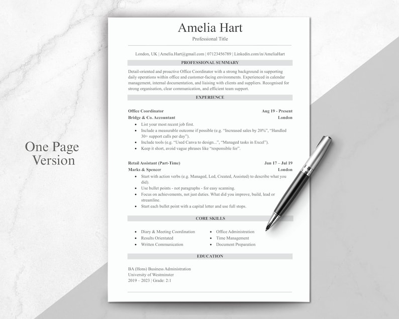 ATS Resume Template: Editable CV Template Bundle for Word & Google Docs ...
