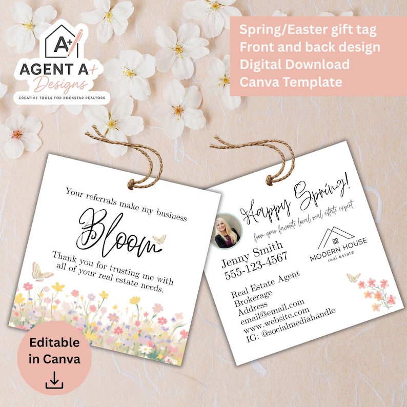 Realtor Gift Tag | "your Referrals Bloom" Spring Pop by Printable Tag ...