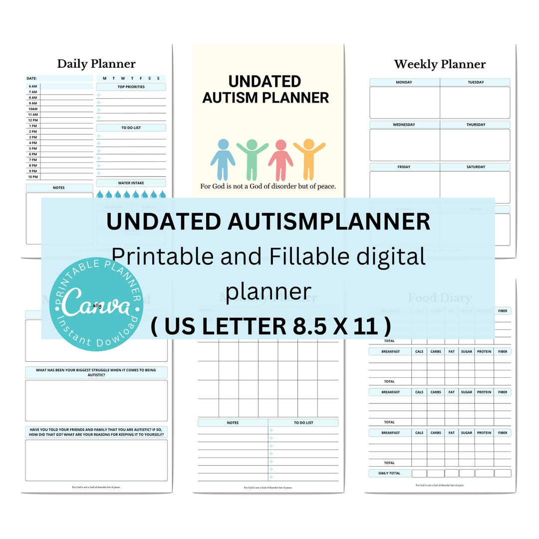 Undated Autism Digital Planner, Planners, Autism Planner Binder, Autism ...