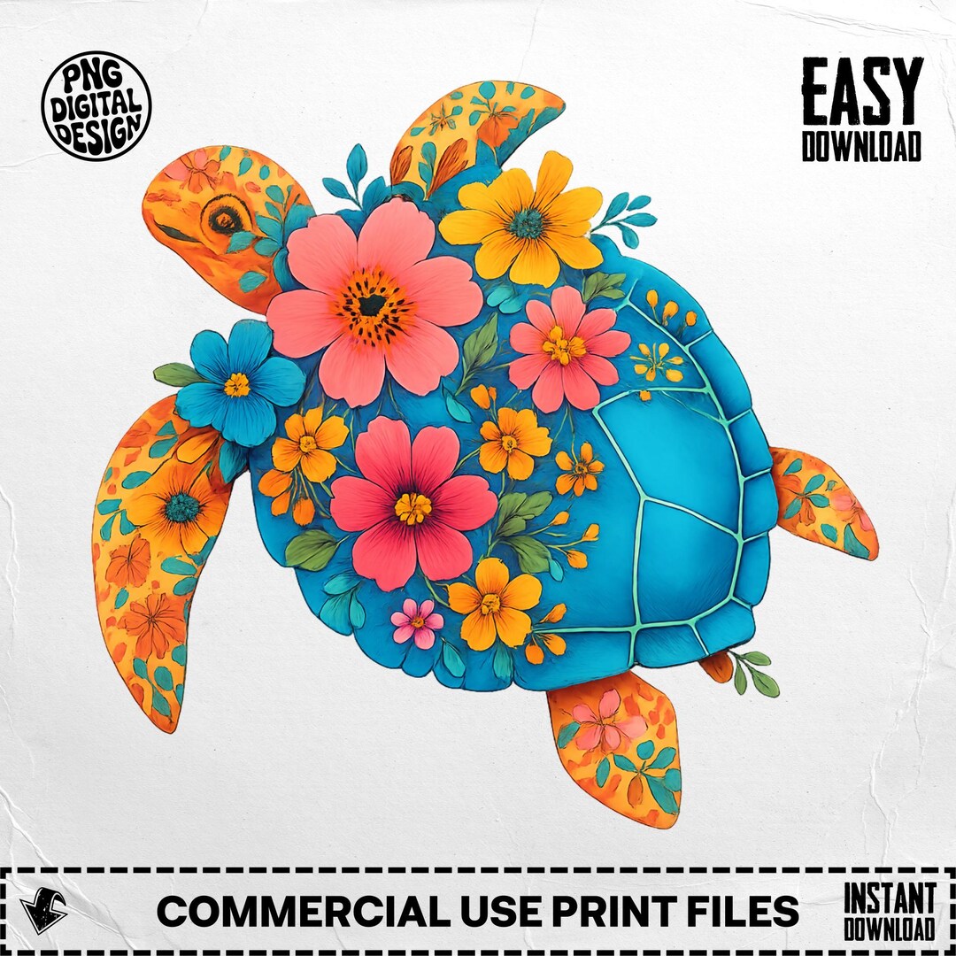 Floral Turtle PNG, Sea Turtle Clipart. Flower Turtle, Spring Png ...