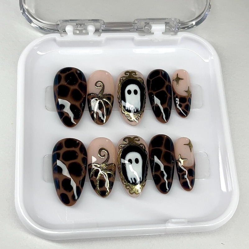 Fall Chrome Leopard Nails - Etsy
