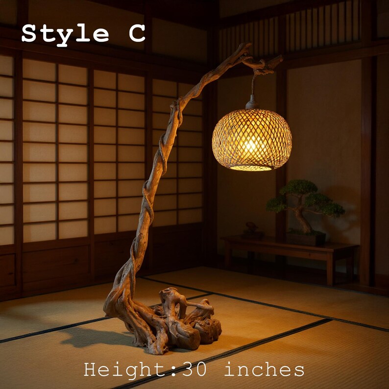 Tree Branch Table Lamp Art Driftwood Standing Light Vintage Desk ...