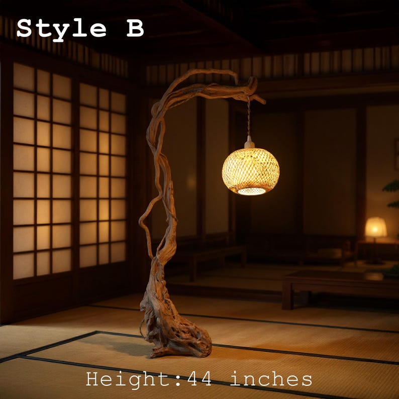 Tree Branch Table Lamp Art Driftwood Standing Light Vintage Desk ...