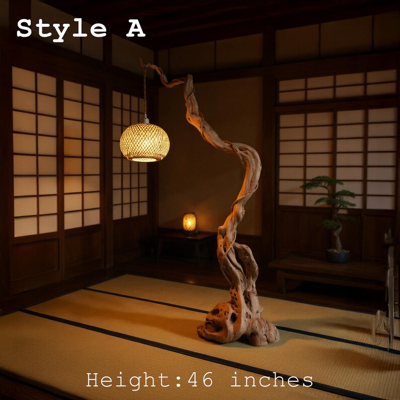 Tree Branch Table Lamp Art Driftwood Standing Light Vintage Desk ...