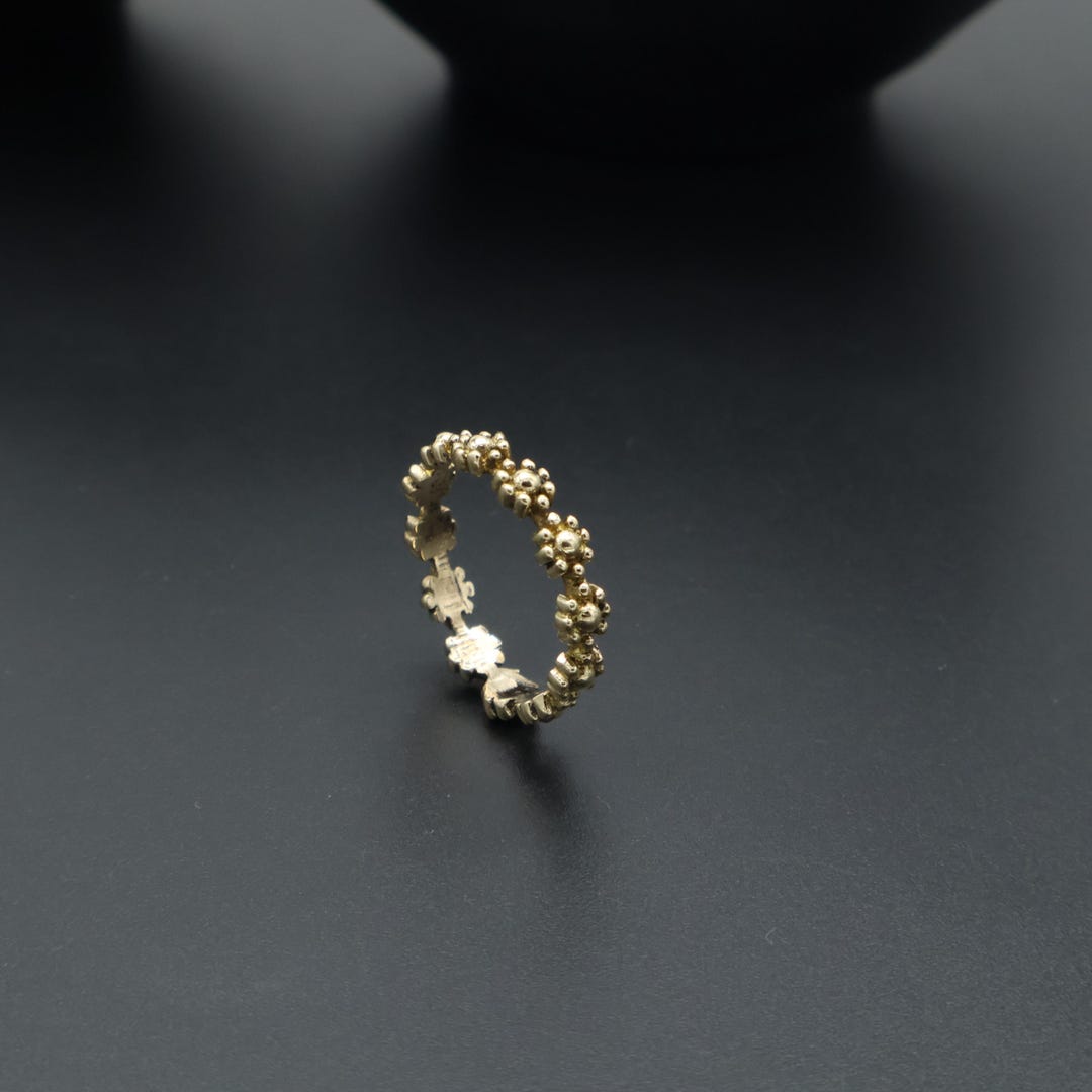 Textured Brass Ring – Beaded Design – Adjustable Band – Boho Chic ...