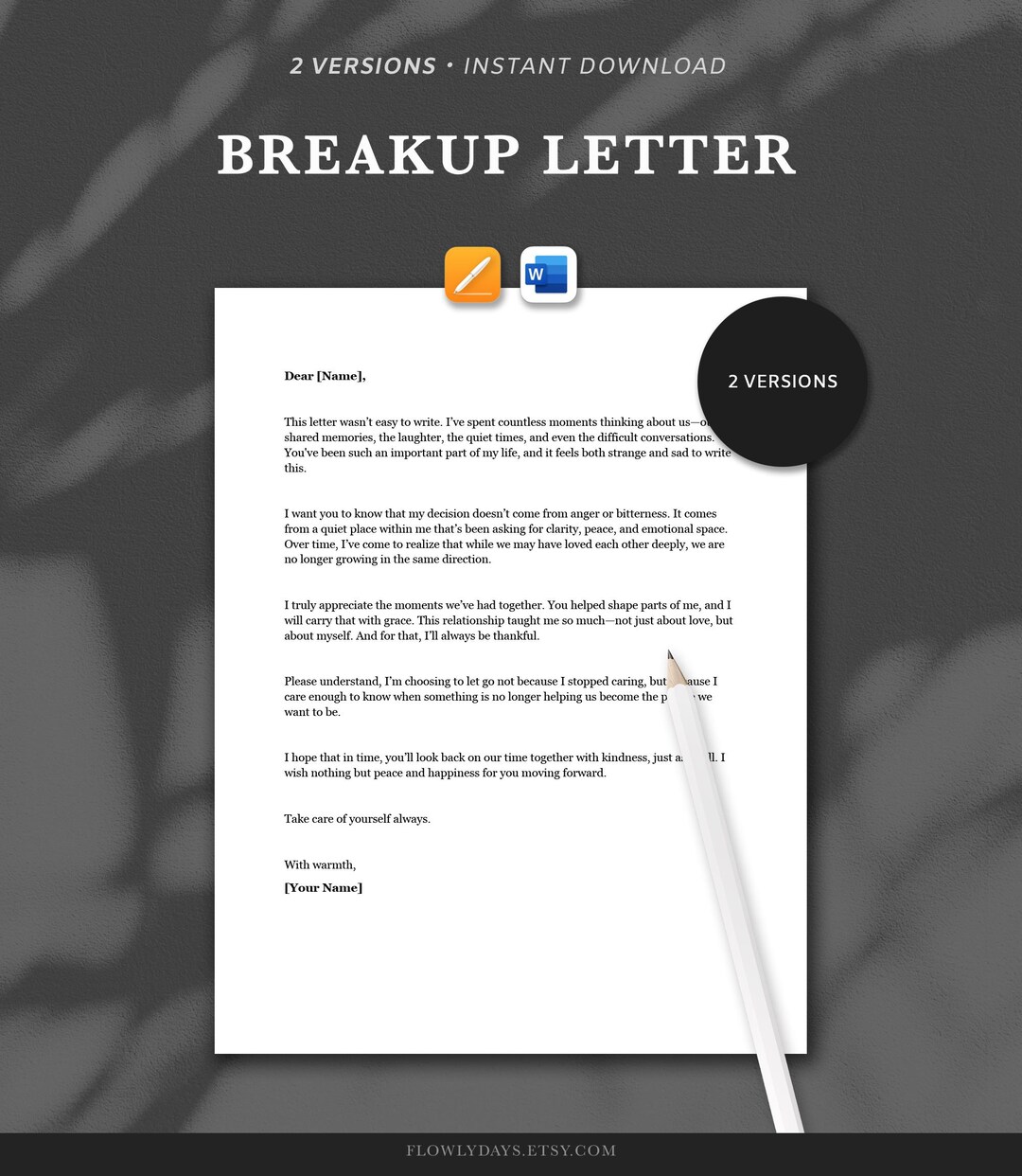 Editable Breakup Letter Template: Soft & Firm Versions (instant ...