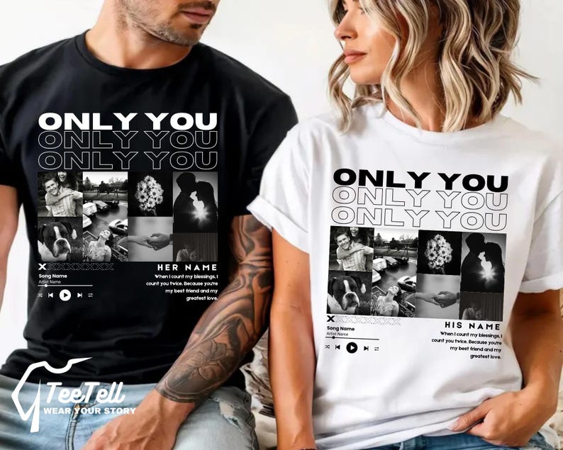 Personalized Photo Collage Shirt, Custom Song Tshirt, Anniversary Gift ...