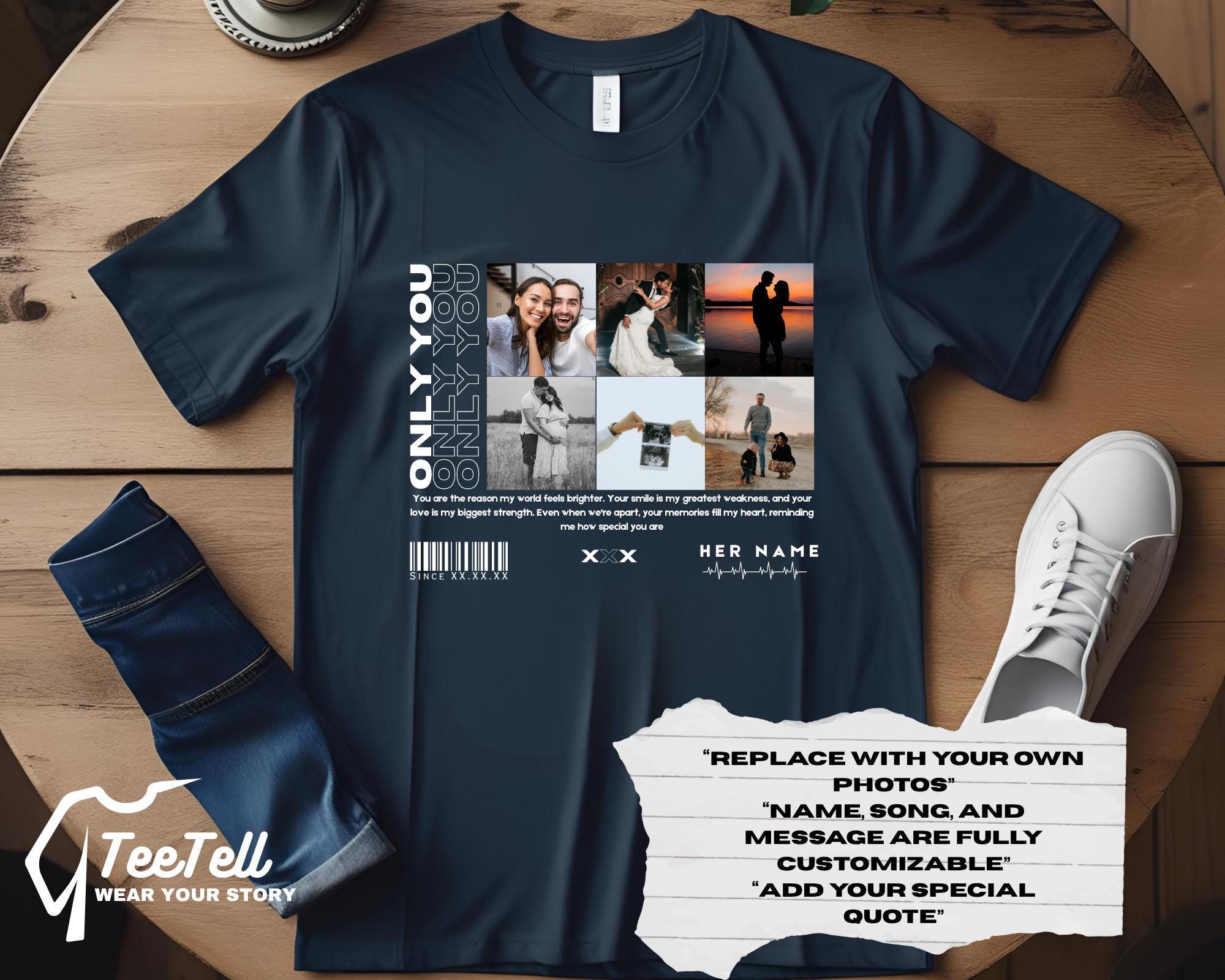 Personalized Photo Collage Shirt, Custom Song Tshirt, Anniversary Gift ...