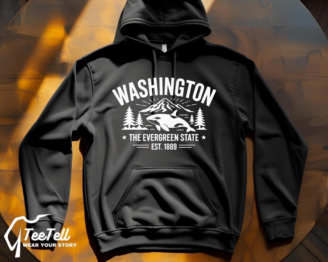 Washington State Sweatshirt: Evergreen State Mountain Orca Graphic - Etsy