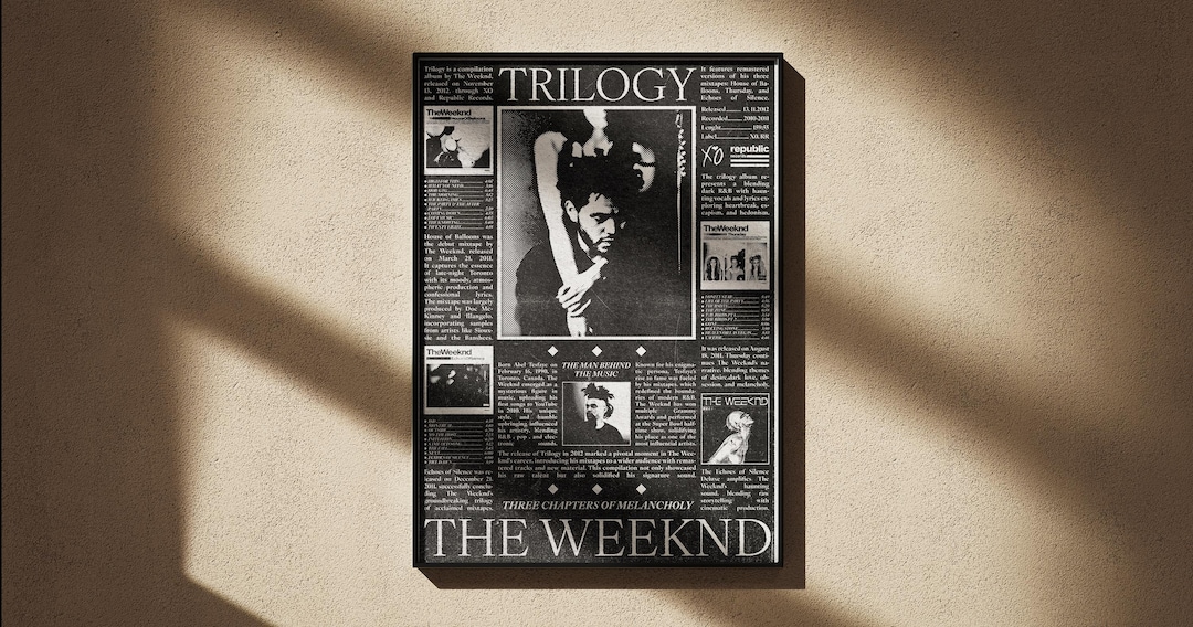 The Weeknd Trilogy Poster – Printable Album Art – R&B Pop Wall Decor ...