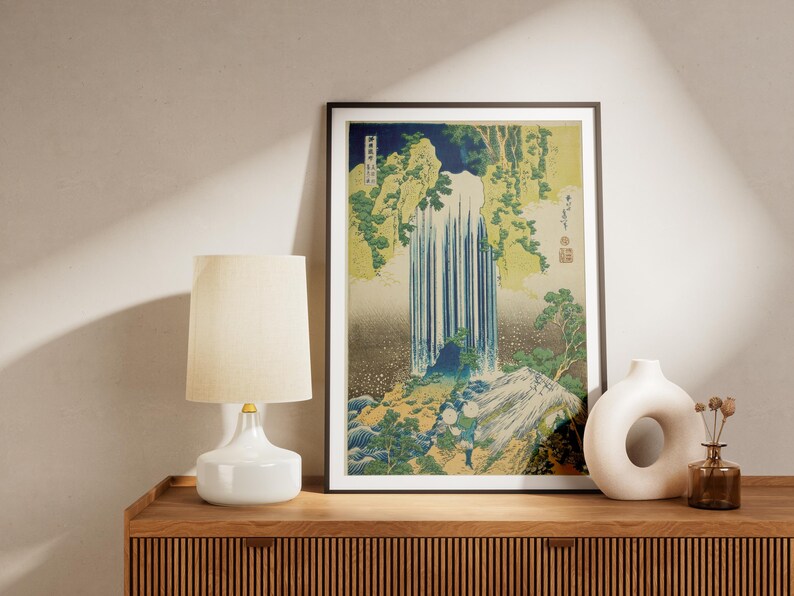 Japanese Waterfall Ukiyo-e Print | Hokusai Vintage Japanese Art ...
